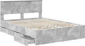 Rám postele s čelo Betonově šedá 135 x 190 cm Inženýrské dřevo 3410717
