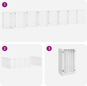 Zábrana pro psy s dvířky skládací 15 panelů bílá 750 cm topol 3155540