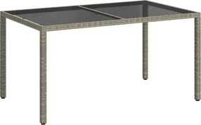 Zahradní stůl 150 x 90 x 75 cm tvrzené sklo a polyratan šedý 316708