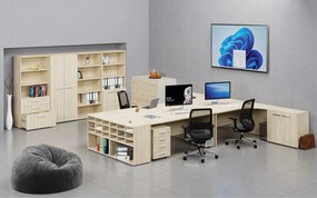 Kancelářský mobilní kontejner PRIMO WOOD, PUSH-lock, 3 zásuvky, dub přírodní