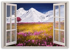 Obraz na plátně Pohled z okna Květná hora Laka - 90x60 cm