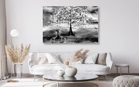 Obraz volavky pod magickým stromem v černobílém provedení Varianta: 120x80