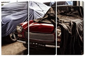Vícedílný obraz Italské Retro Auto Potažené Látkou Nedostatek Nedostatek Přírodní plátno 120x80
