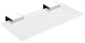 Polička do koupelny na mobil a drobnosti skleněná, sklo bílé extra čiré matné, úchyty chrom, 20 cm NIMCO KIBO Ki 14091B-20-26