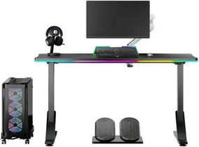 ULTRADESK Iron černá / Herní stůl / 132.5 x 60.5 x 71 - 81 cm / nastav