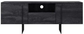 TV stolek Larena 150 cm s výklenkem - černý beton / černé nožky