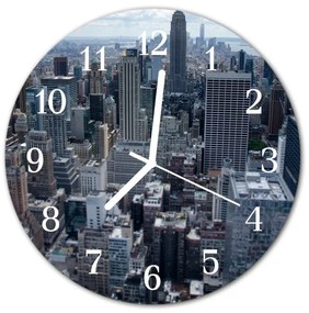 Nástenné skleněné hodiny velkoměsto fi 30 cm