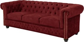 Designová trojsedačka Chesterfield 205 cm červený samet