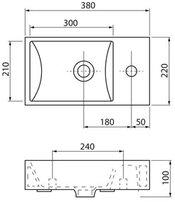 Sapho Margitha keramické umývátko 38 x 22 cm otvor pro baterii vpravo carrara bílá MGT38217