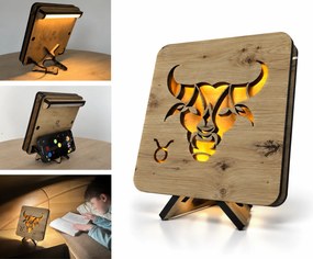 Li-Go Znamení "Býk" lampa 19x19 cm provedení povrchu: dub světlý