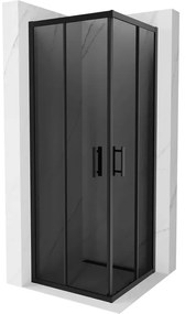 Mexen Rio, čtvercový sprchový kout s posuvnými dveřmi 70 (dveře) x 70 (dveře) x 190 cm, 5mm šedé sklo, černý profil, 860-070-070-70-40