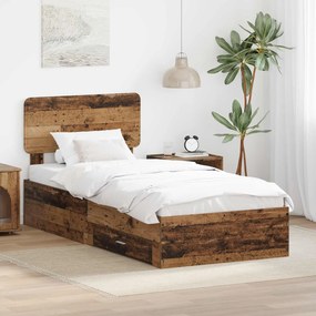 Rám postele s čelo Staré dřevo 90 x 190 cm Kompozitní dřevo 3412434