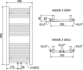 Mexen Ares, elektrické topné těleso 900 x 400 mm, 300 W, černá, W102-5900-400-6300-70