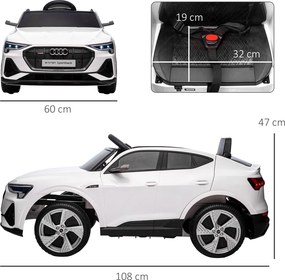HOMCOM dětské elektrické autíčko 12V elektrické autíčko Audi E-tron elektrické autíčko s dálkovým ovládáním, bezpečnostní pásy, hudba (MP3/USB/TF), d…
