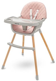Jídelní židlička Baby Mix Freja wooden dusty pink Barva: Růžová