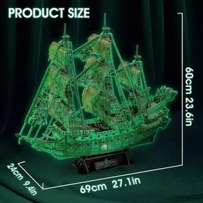 CubicFun Puzzle 3D Plachetnice Bludný Holanďan (svítící ve tmě) / 360