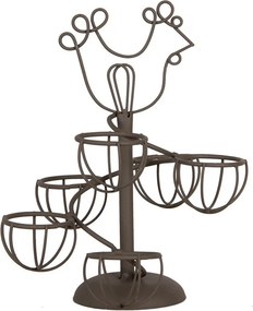 Hnědý kovový stojan na vajíčka se slepičkou - Ø 17*23 cm