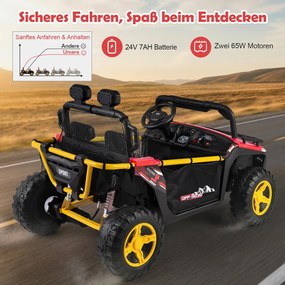 Costway 24 V dětské elektrické vozítko 2-místné elektrické autíčko s klaksonem