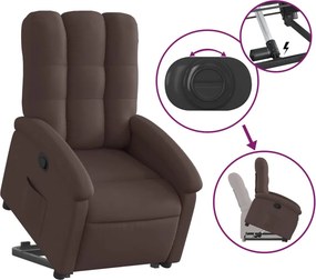 Zvedací polohovací křeslo tmavě hnědé textil 3204097
