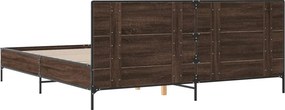 Rám postele hnědý dub 200 x 200 cm kompozitní dřevo a kov 3280021
