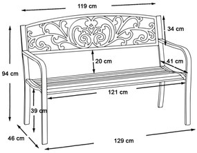 Zahradní lavice, s listy
