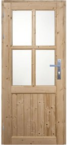 Vedlejší vchodové dveře Jana, 90 L, 980 × 1980 mm, masivní dřevo, levé, smrk, prosklené