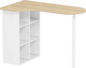 HOMCOM nepravidelný psací stůl 100 x 59 cm se 6 přihrádkami, 4 nastavitelnými policemi a ocelovým rámem, dub