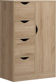 HOMCOM Obývací stěna se 4 zásuvkami, 1 dveřmi a vnitřním policovým úložným prostorem pro koupelnu, ložnici a jídelnu 54x29x83 cm Dub | Aosom