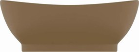 Luxusní umyvadlo přepad oválné matné krémové 58,5x39cm keramika 146941