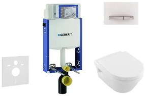 Geberit Kombifix - Modul pro závěsné WC s tlačítkem Sigma50, alpská bílá + Villeroy Boch - WC a sedátko, DirectFlush, SoftClose, CeramicPlus 110.302.00.5 NB8