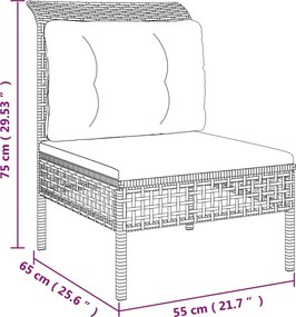vidaXL 5dílná zahradní sedací souprava s poduškami šedá polyratan [3187507]