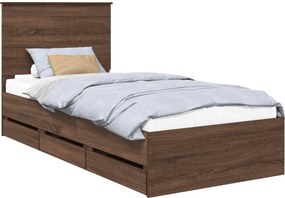 Rám postele se zásuvkou Hnědý dub 90 x 190 cm Inženýrské dřevo 3411165