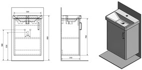 Sapho THEIA umyvadlová skříňka 50,9x70x35cm, 1x dvířka, levá, borovice rustik, TH057-1616