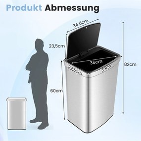 Costway 50 L odpadkový koš se senzorem a víkem Automatický odpadkový koš