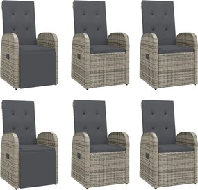 7dílný zahradní jídelní set s poduškami šedý polyratan 3157587