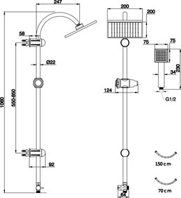 Novaservis Sprchové soupravy - Sprchová souprava, horní a ruční sprcha s držákem a hadicí, výška 1060 mm, chrom, SET031,0