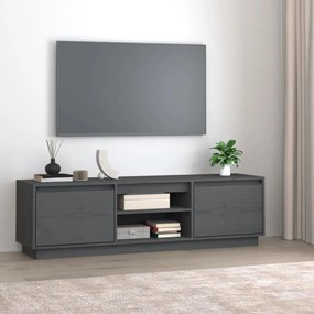 TV skříňka šedá 140 x 35 x 40 cm masivní borové dřevo
