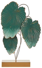 Dekorativní soška ve tvaru listů zlatá/modrá SODIUM Beliani