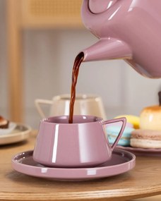 Keramický šálek s podšálkem Luna Pink 200 ml růžový