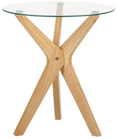 Odkládací stolek se skleněnou deskou světlé dřevo VALLEY Beliani