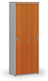 Kancelářská skříň se zasouvacími dveřmi PRIMO GRAY, 2128 x 800 x 420 mm, šedá/třešeň