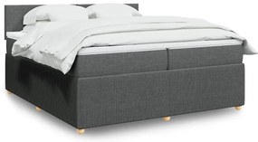 Box spring postel s matrací tmavě šedá 200x200 cm textil 3287557