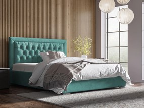 Eka Čalouněná postel Mona - Kronos 160x200 cm Barva látky: Smaragdová (19), Úložný prostor: S kovovým rámem úložného prostoru