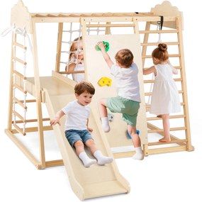Costway 8-in-1 Gymnastický set v džungli Dřevěné Montessori šplhací hračky