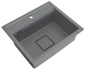 Gamma Quadro 5850, 1-komorový granitový dřez 580x495x220 mm, šedá, GMA-ZLE000233