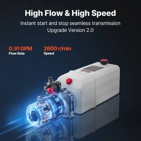 Hydraulický agregát 6 l, Maximální přetlak 22 MPa a průtok 3,4 l/min VEVOR – 6 litrů/1,18,927 l