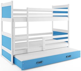 BMS Group Dětská patrová postel s přistýlkou RICO bílá Velikost postele: 190x80 cm, Barva šuplíku: Zelená