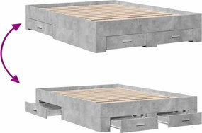 Rám postele se zásuvkami betonově šedý 135 x 190 cm kompozit 3280408