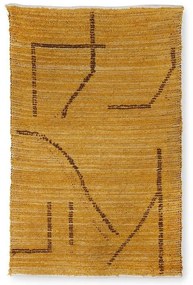 Okrový ručně tkaný bavlněný koberec se vzorem Woven - 120*180 cm