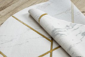 Dywany Łuszczów, Kusový koberec Emerald geometric 1012 cream and gold kruh, 200x200 (průměr) kruh, bílá, ložnice